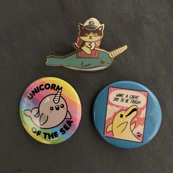 Hot Topic | Accessories | 26 3pc Magical Sea Creatures Pins Set | Poshmark